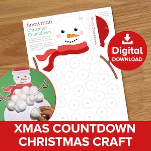 Snowman Christmas Countdown Advent Calendar, Children's Cotton Ball ...