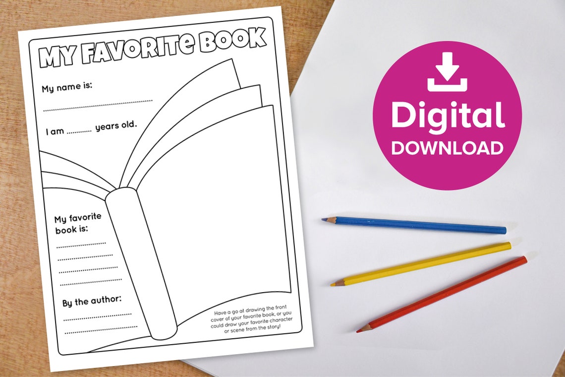 My Favorite Book Worksheet, Kids Drawing Prompt Reading Activity Page ...