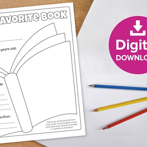 My Favorite Book Worksheet, Kids Drawing Prompt Reading Activity Page ...