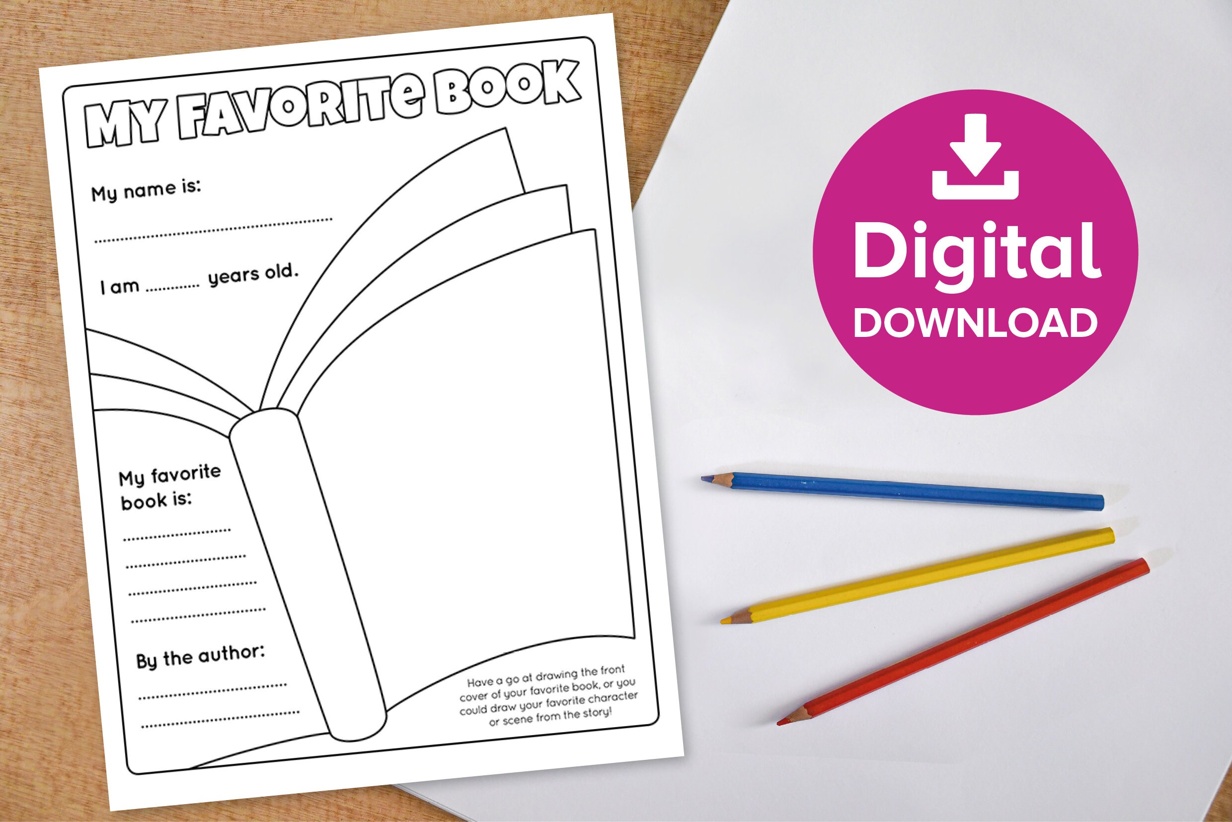 My Favorite Book Worksheet, Kids Drawing Prompt Reading Activity Page ...