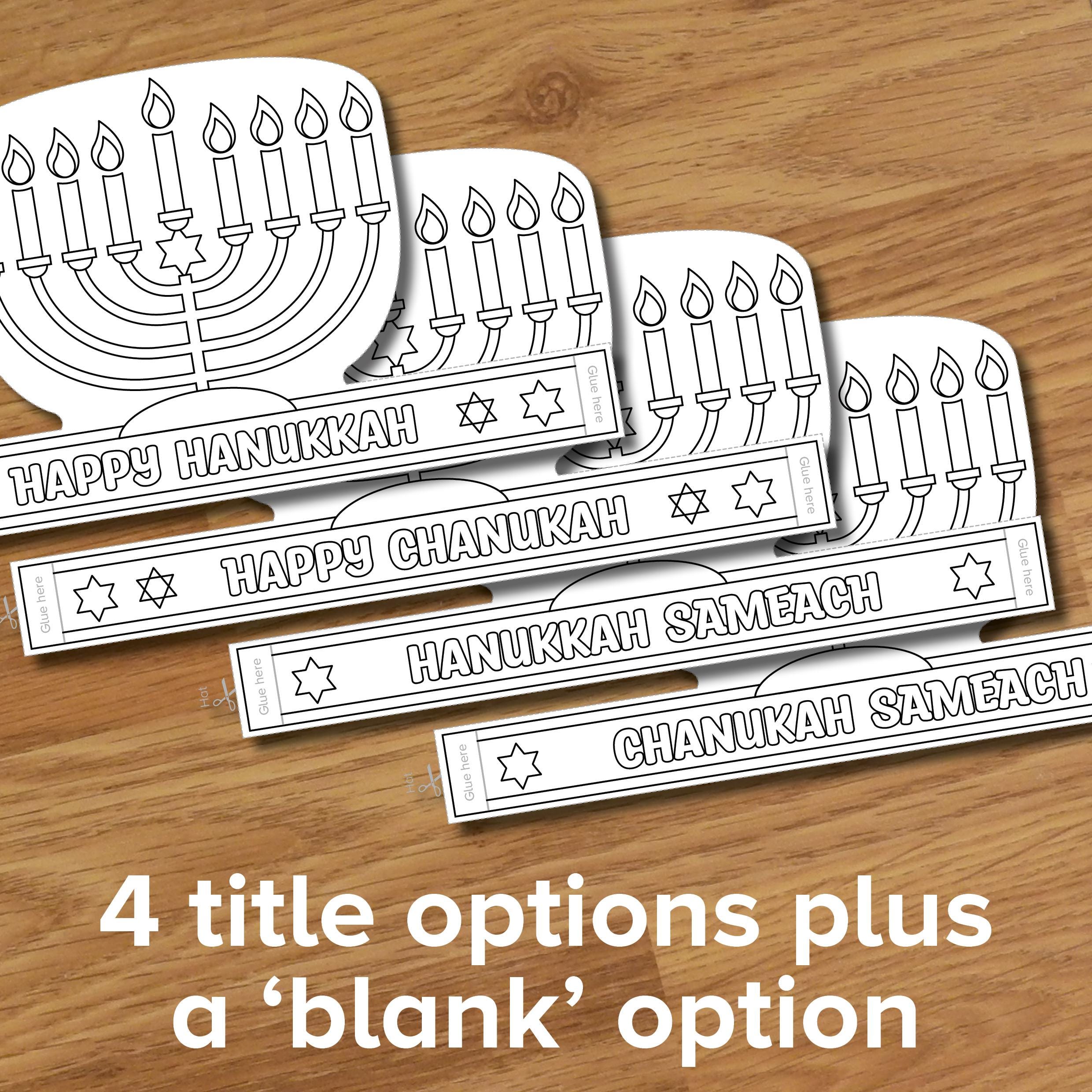 Hanukkah Paper Hat Craft, Chanukah Chanukiya Crown Coloring, Jewish ...