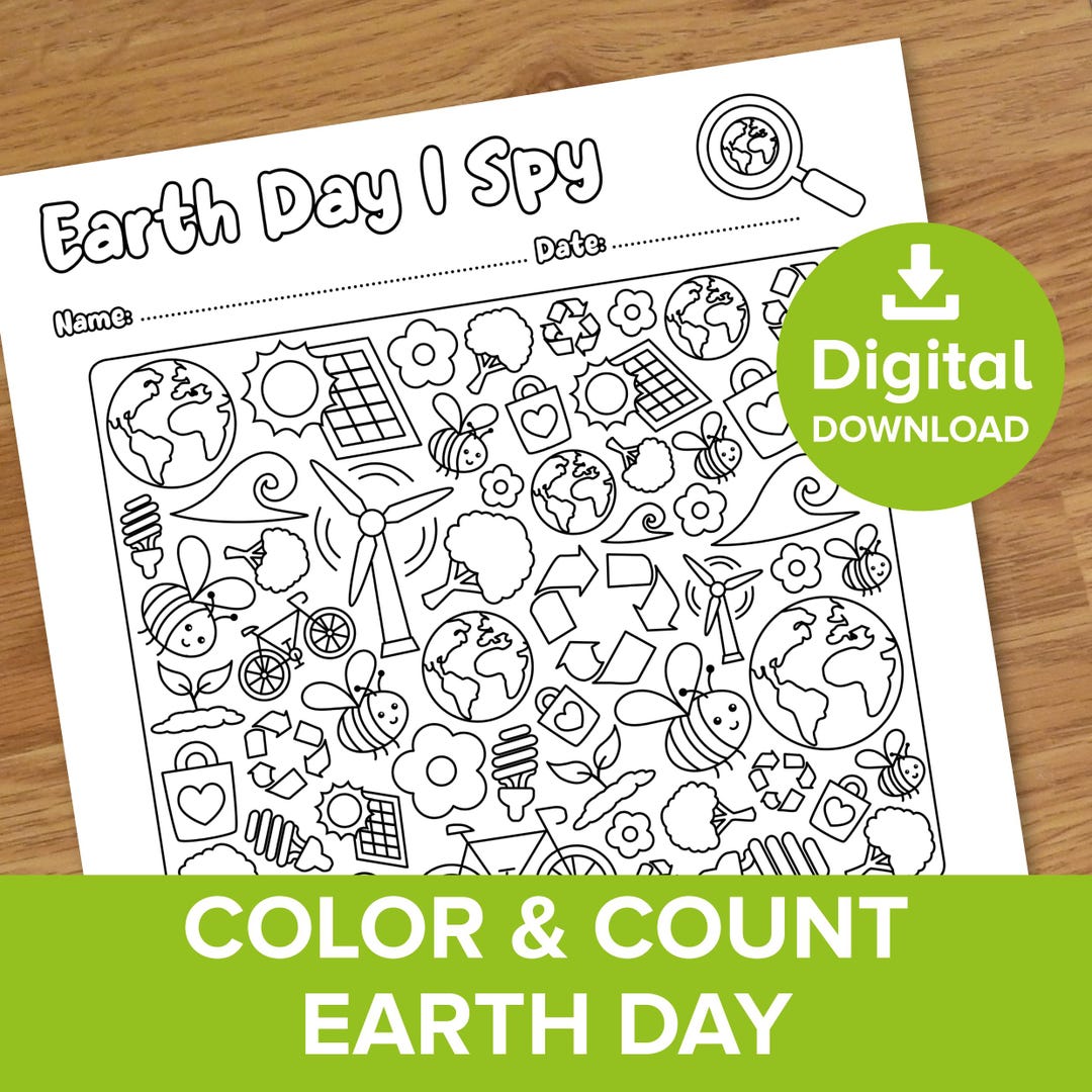 Earth Day I Spy Worksheet, Eco-friendly Eye Spy Color & Count Challenge ...