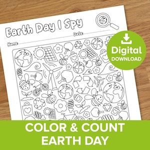 Earth Day I Spy Worksheet, Eco-friendly Eye Spy Color & Count Challenge ...