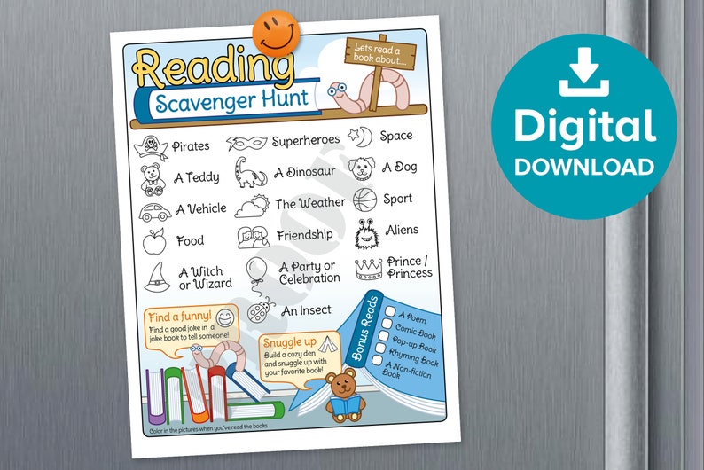 Reading Challenge Scavenger Hunt Childrens World Book Day - Etsy