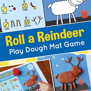 Roll a Reindeer Play Dough Mat Game, Kids Christmas Playdoh Dice ...