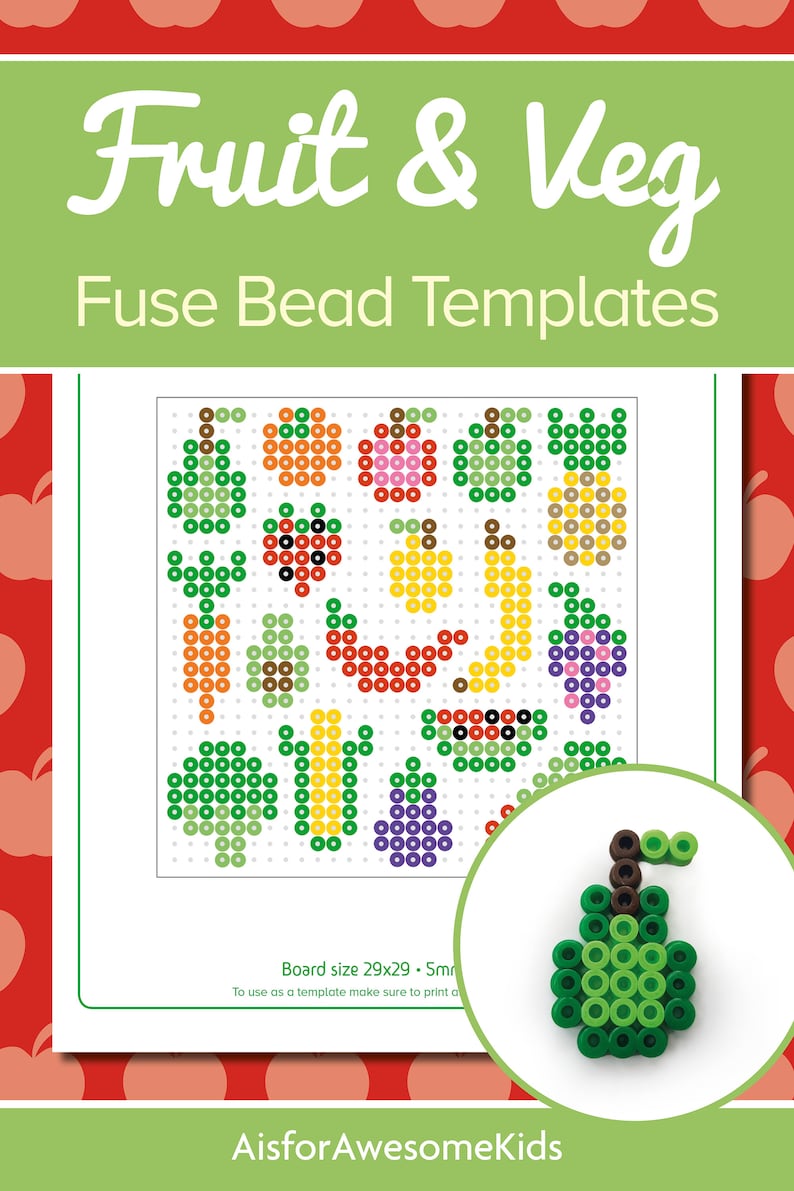 Fruit & Veg Fuse Bead Template Hama Perler Nabbi Melty Beads - Etsy