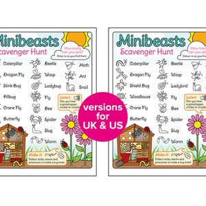 Minibeasts Scavenger Hunt, Kids Spot & Color Insect Nature Walk ...