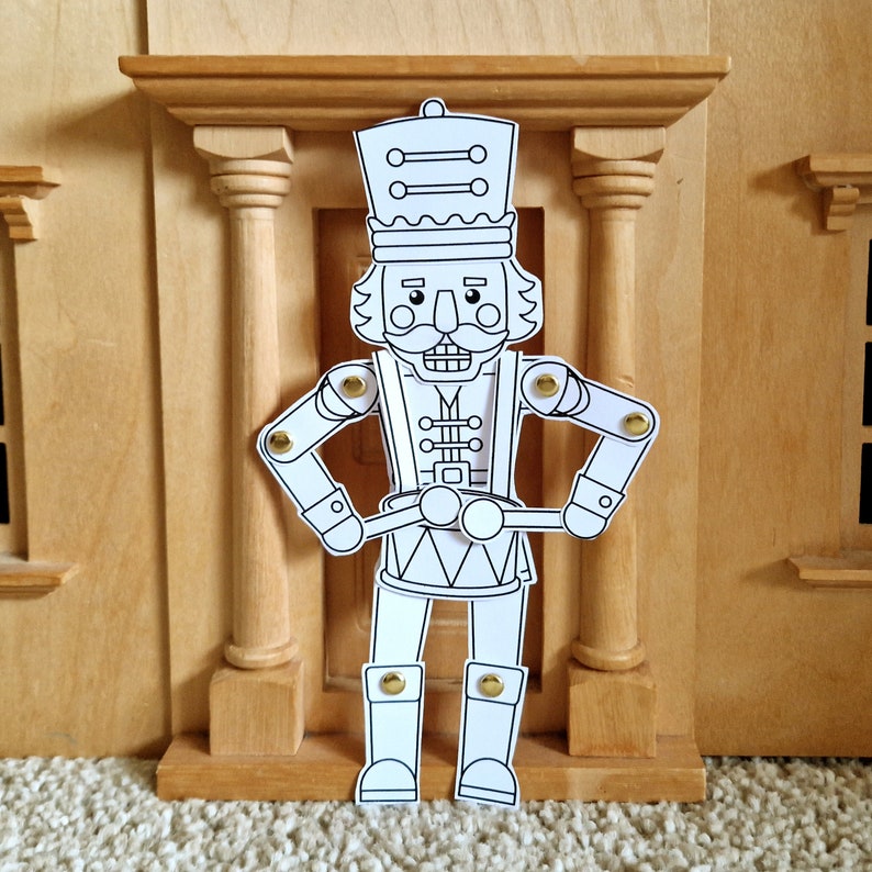 Nutcracker Split Pin Craft, Christmas Cut & Paste Color and Build Kit ...