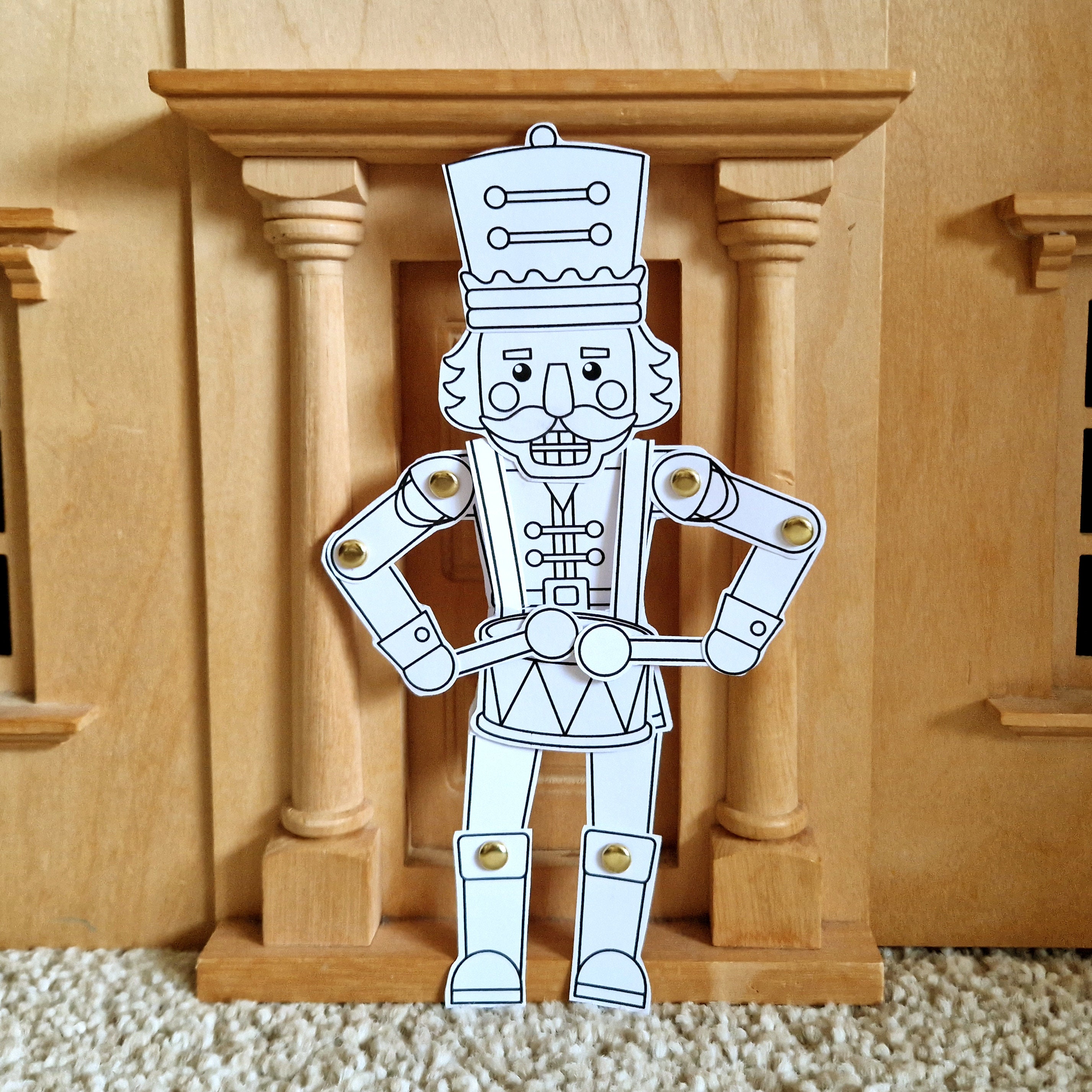 Nutcracker Split Pin Craft, Christmas Cut & Paste Color and Build Kit ...