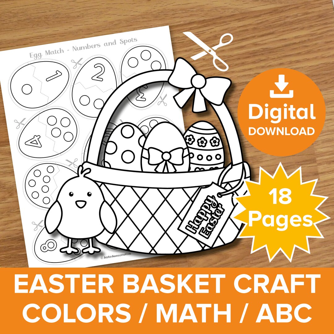 Easter Egg Basket Craft Printable, 18 Page Educational Cut-out & Color ...