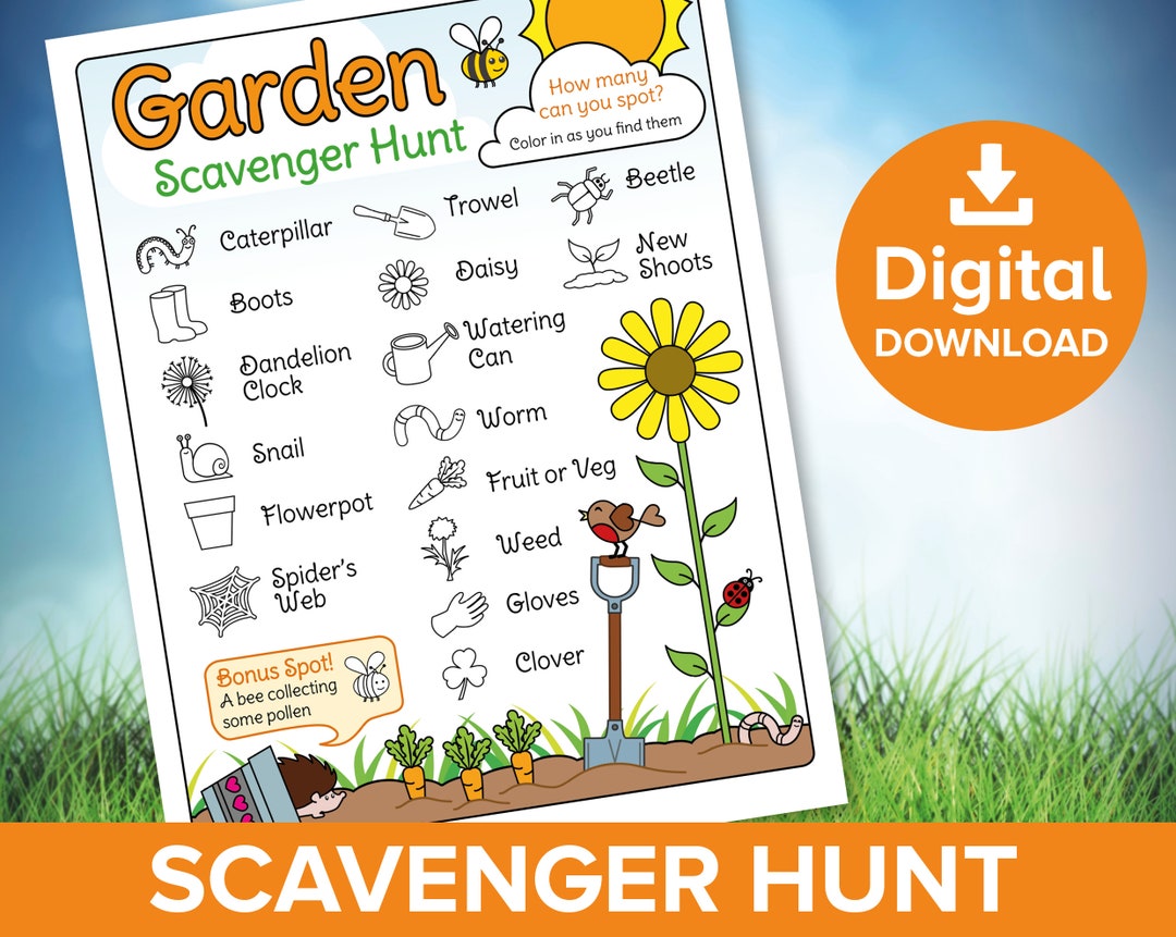 Garden Scavenger Hunt, Kids Allotment Treasure Trail, Nature Outdoor ...