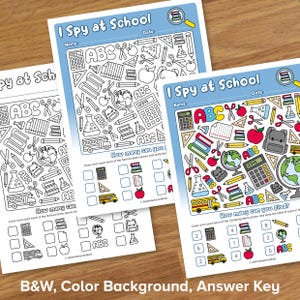 Back to School I Spy Worksheet, Classroom Supplies Eye Spy Color and ...
