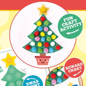 Christmas Tree Countdown Advent Calendar, Kids Pom-pom Xmas Craft ...