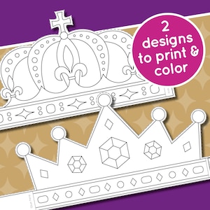Paper Crown Craft, King Queen Hat Coloring, Princess Royal Celebration ...