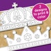 Paper Crown Craft, King Queen Hat Coloring, Princess Royal Celebration ...