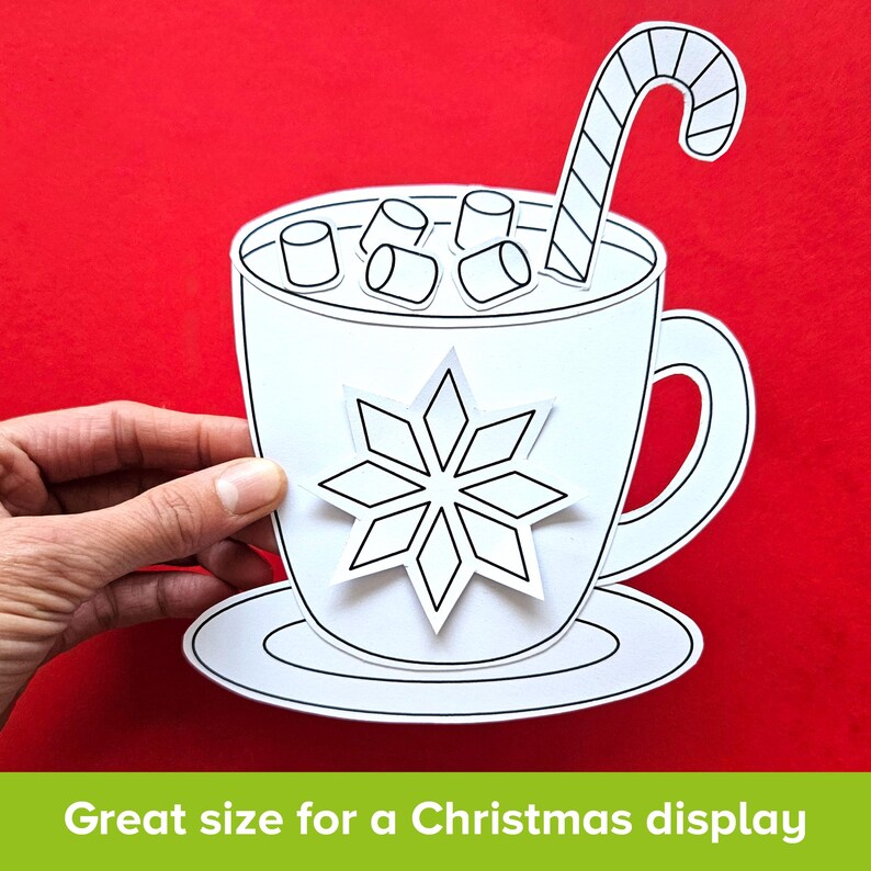 Build a Hot Cocoa Cut & Paste Craft, Christmas Chocolate Drink Coloring ...