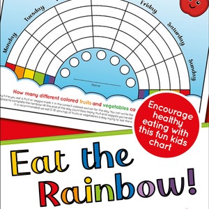 Eat the Rainbow Childrens Healthy Eating Reward Chart, Kids Track Fruit ...