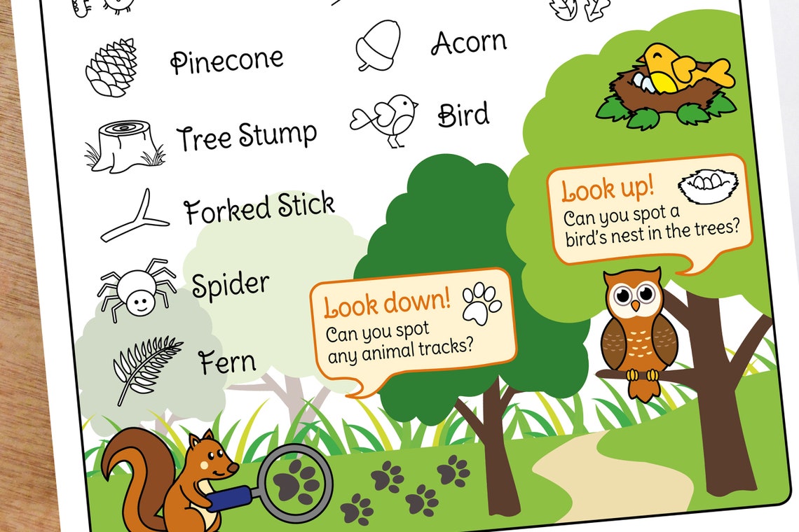 Forest Scavenger Hunt, Kids Woodland Treasure Hunt Trail, Childrens ...