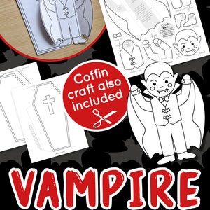 Build a Vampire Cut & Paste Craft, Halloween Paper Doll Model Coloring ...