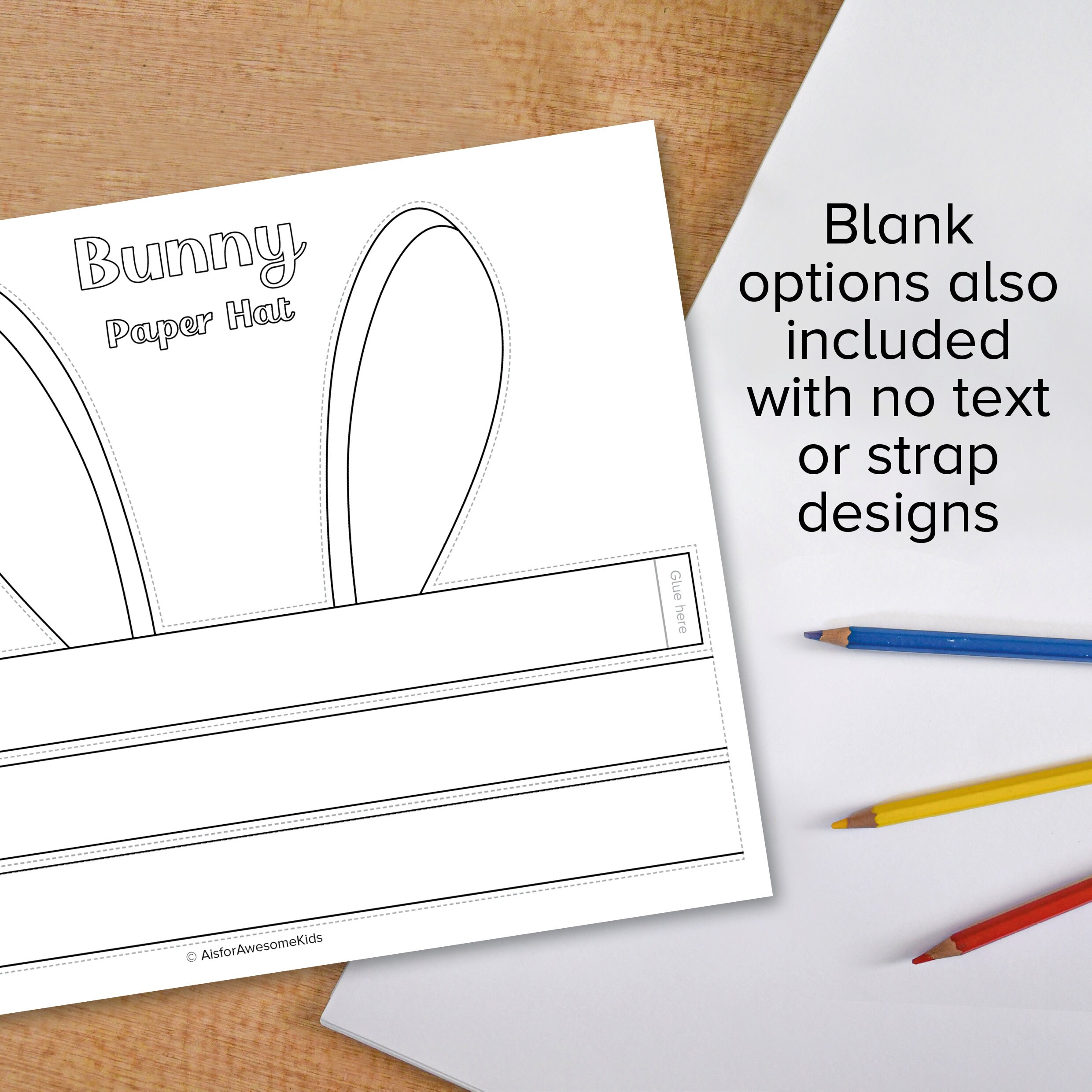 Bunny Paper Crowns Printable, Easter Rabbit Ears Hat Coloring Craft ...