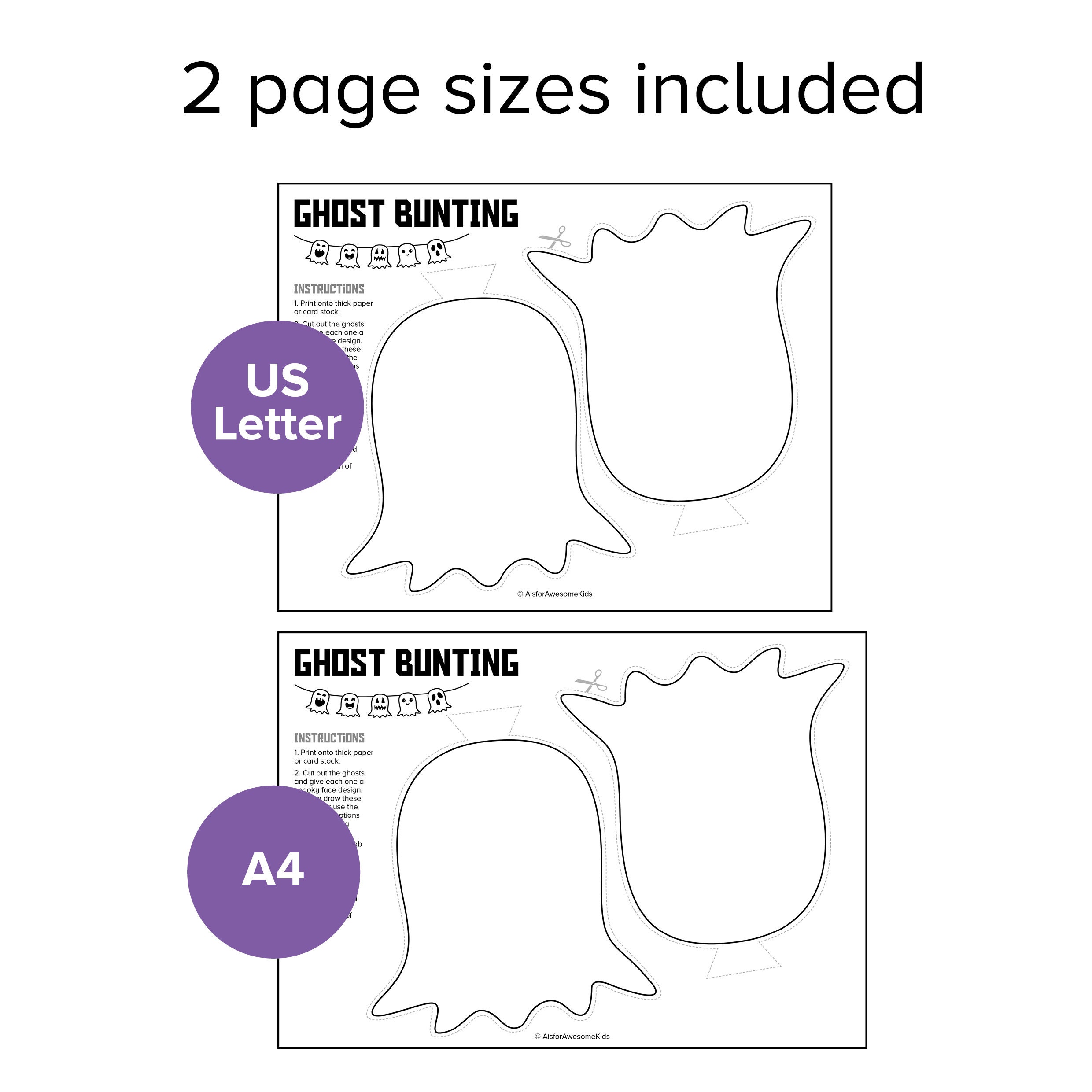 Ghost Bunting Cut & Paste Craft, Halloween Party Decoration Kit, Kids ...