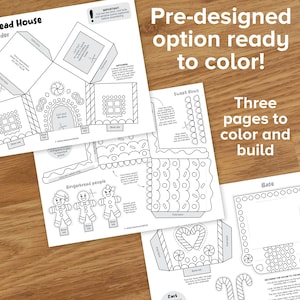 Gingerbread House 3D Craft Project, Christmas Color Build Paper Dolls ...