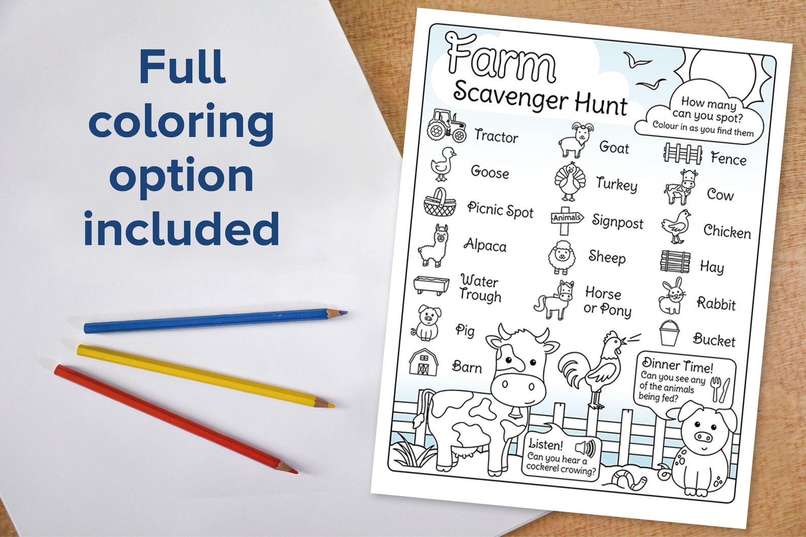 Farm Scavenger Hunt, Kids Animal Park Treasure Hunt, Children Outdoor ...