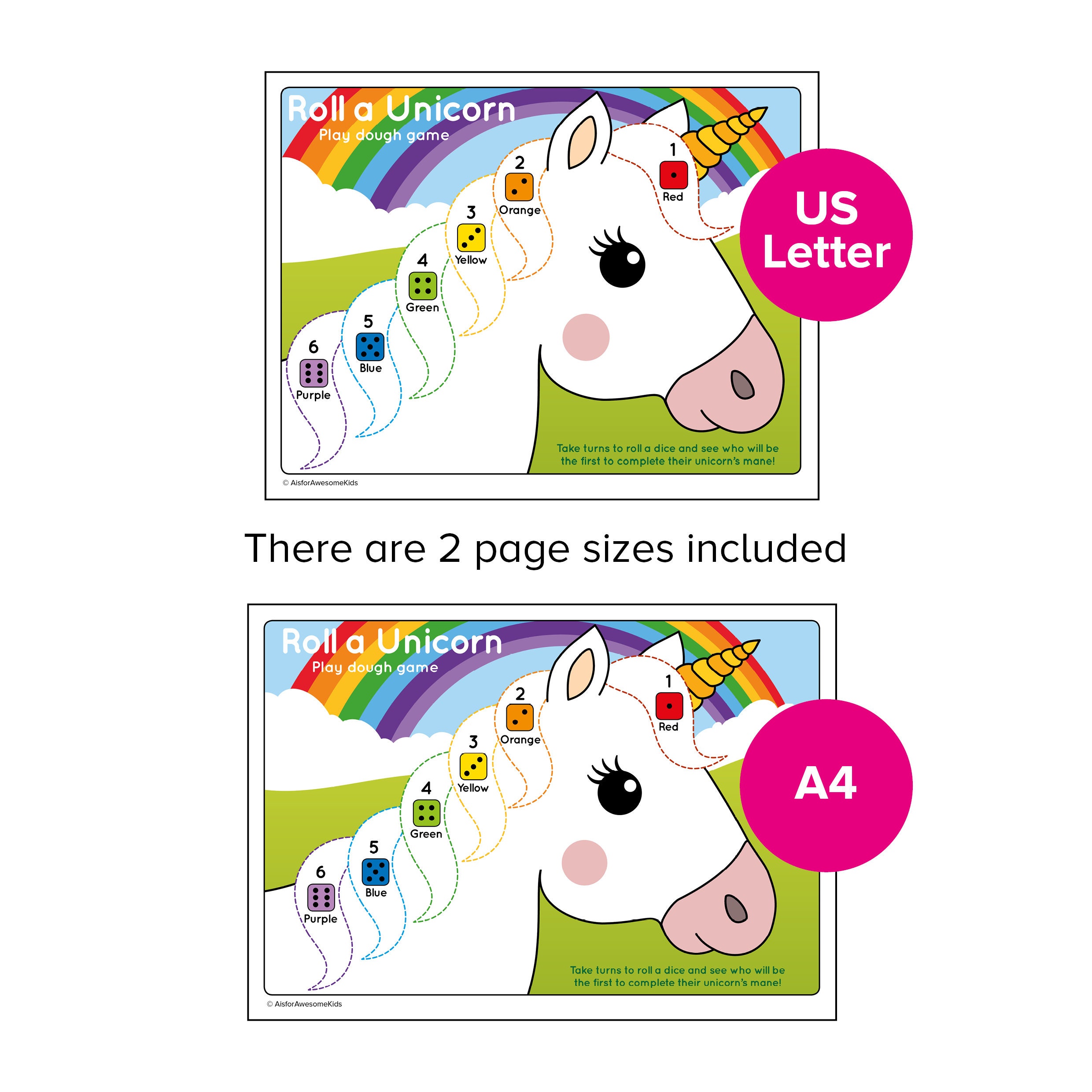 Jeu de dés de tapis en pâte à modeler licorne, défi de pâte à modeler ...