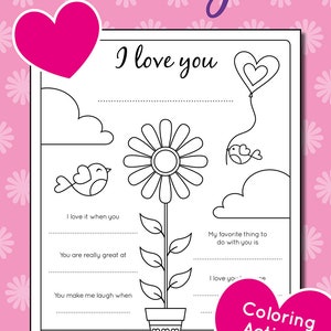 I Love You - Love Notes, Kids BFF Valentine's Letter Writing Prompt ...