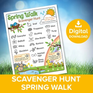 Spring Nature Walk Scavenger Hunt, Kids Spot & Color Treasure Trail ...
