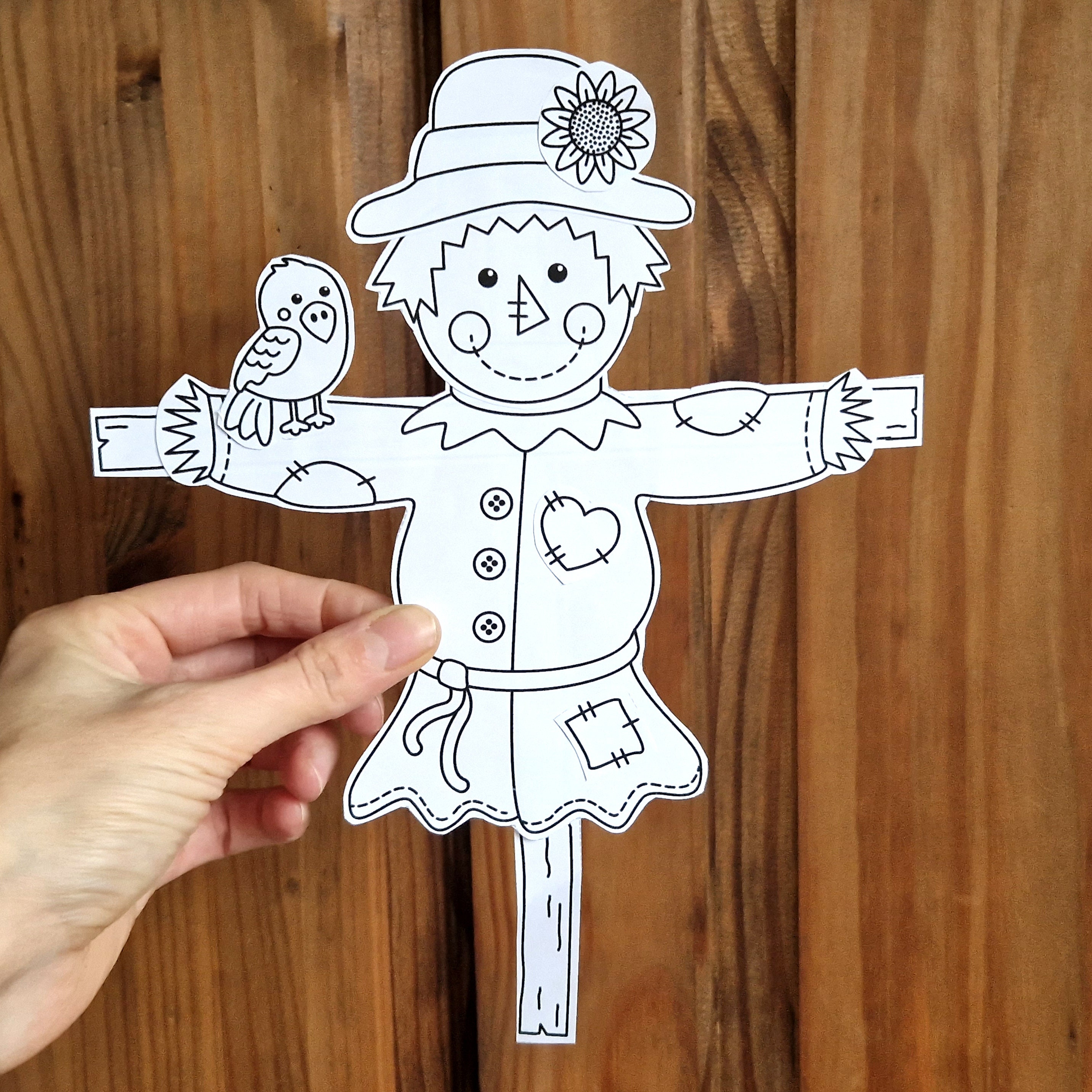 Scarecrow Cut & Paste Craft, Color and Build Autumn Straw Man, Kids ...