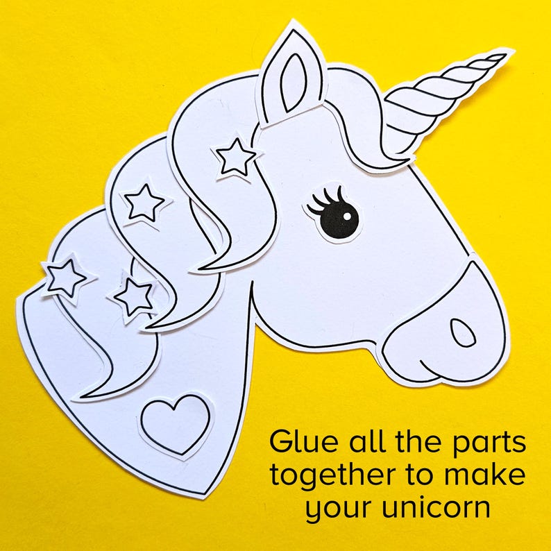 Unicorn Cut & Paste Craft Printable, Pegasus Color and Build Kit ...