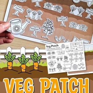 Veg Patch Scene Cut & Paste Craft, Growing Vegetables Allotment ...