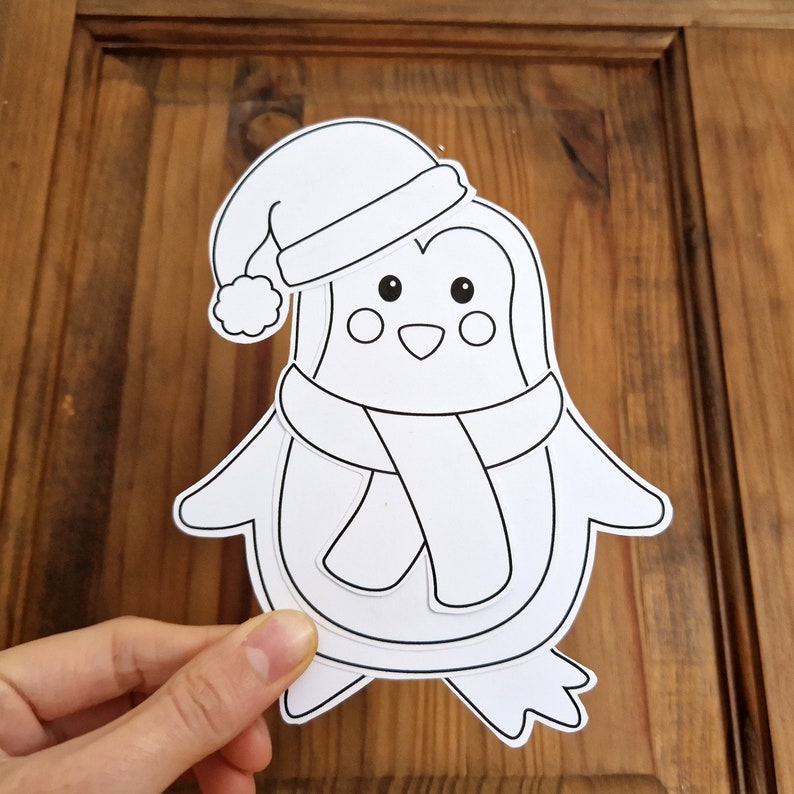 Penguin Cut & Paste Craft, Christmas Color and Build Kit, Paper Doll ...