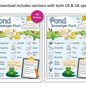 Pond Scavenger Treasure Hunt, Kids Wildlife Look & Find Trail ...