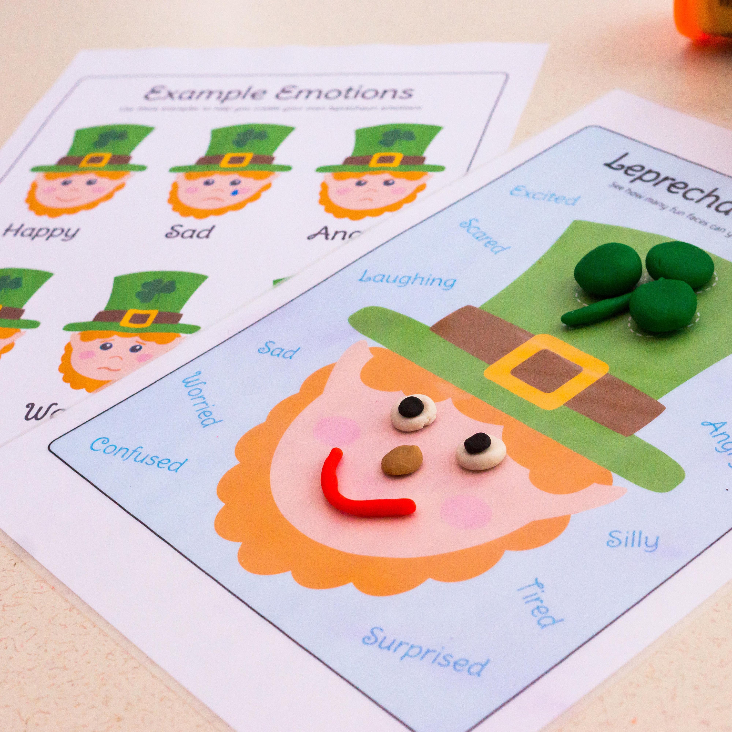 Exploring Emotions Leprechaun Play Dough Mat, Kids St Patrick's Day ...