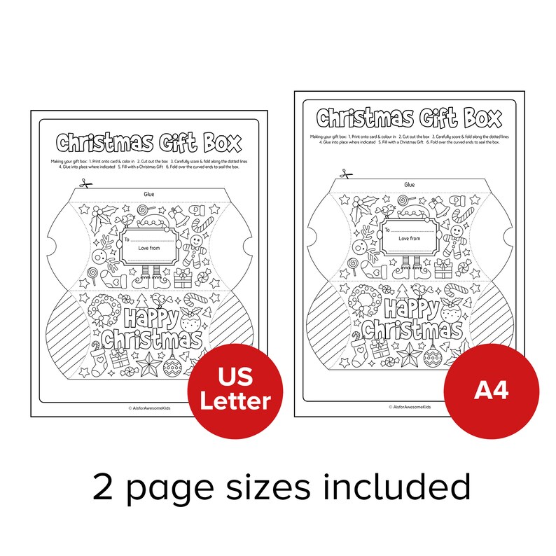 Christmas Gift Box Craft, Make Your Own Xmas Cut-out & Color Present ...