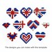 Union Jack Hearts Fuse Bead Template, Love England UK Flag Craft, Hama ...