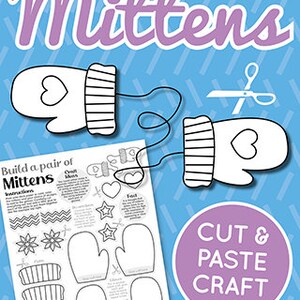 Build a Pair of Mittens Cut & Paste Craft, Winter Gloves Coloring ...