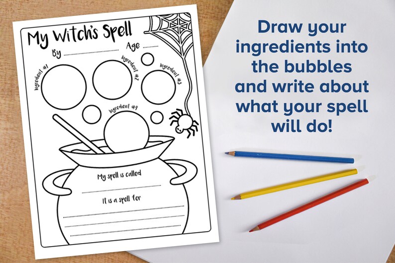 My Witch's Spell Halloween Drawing Prompt Activity Kids - Etsy