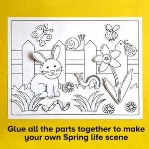 Wildlife Scene Cut & Paste Craft Printable, Spring Garden Coloring ...