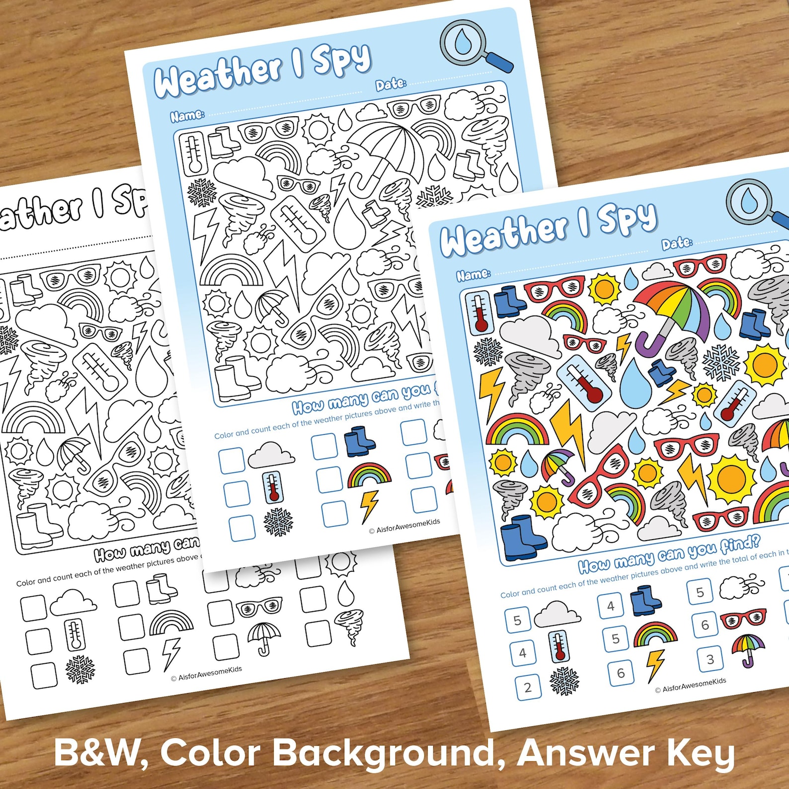 Weather I Spy Worksheet, Spring Eye Spy Color and Count Challenge ...