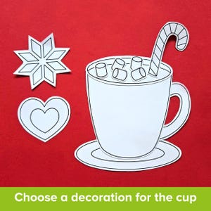 Build a Hot Cocoa Cut & Paste Craft, Christmas Chocolate Drink Coloring ...