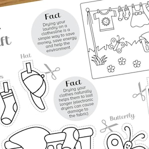 Clothesline Cut & Paste Craft, Washing Line Coloring Page Printable ...