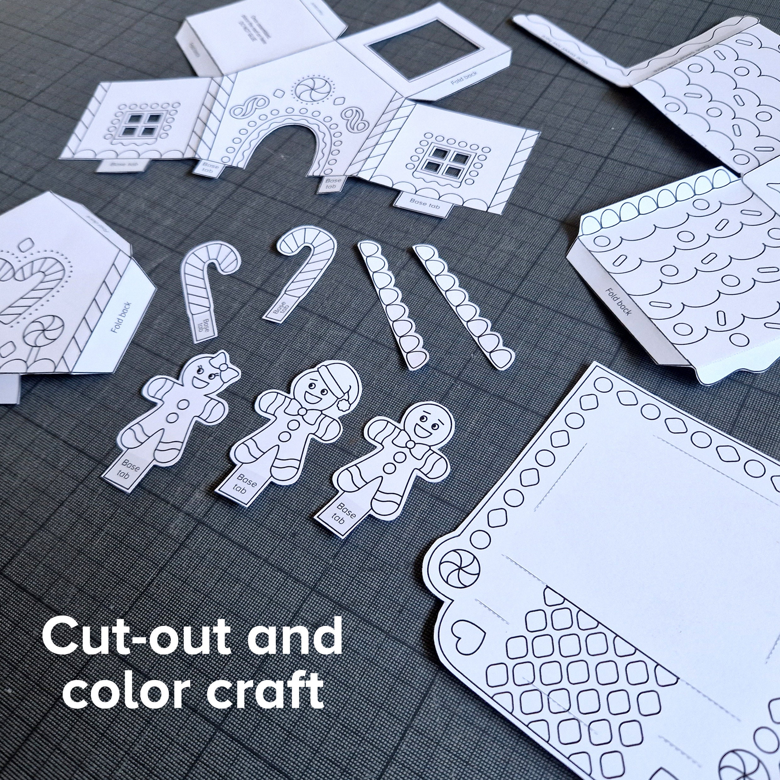 Gingerbread House 3D Craft Project, Christmas Color Build Paper Dolls ...