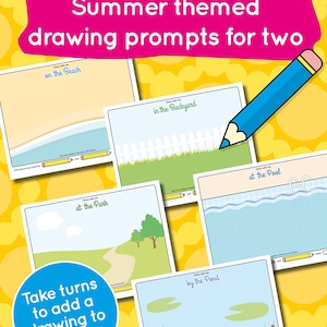 Summer Drawing Prompt Scenes, Kids Doodle Worksheet, Children's Draw ...