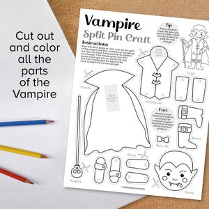 Vampire Split Pin Craft Printable, Halloween Puppet Show Paper Doll ...