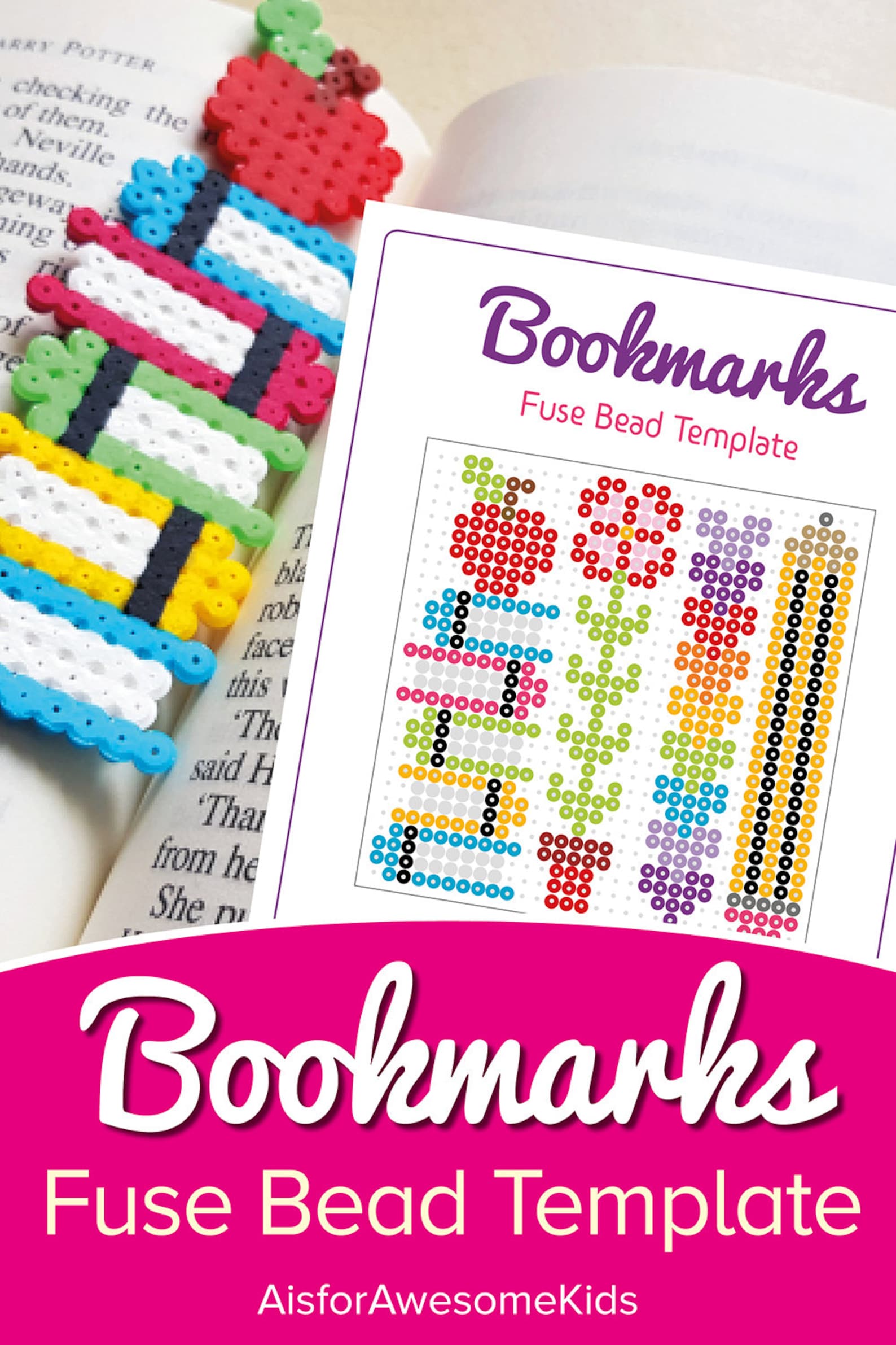 Bookmarks Fuse Bead Template, Teacher Gift Cute Craft, School Friend ...