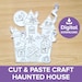 Haunted House Cut & Paste Craft, Build a Halloween Mansion Coloring ...