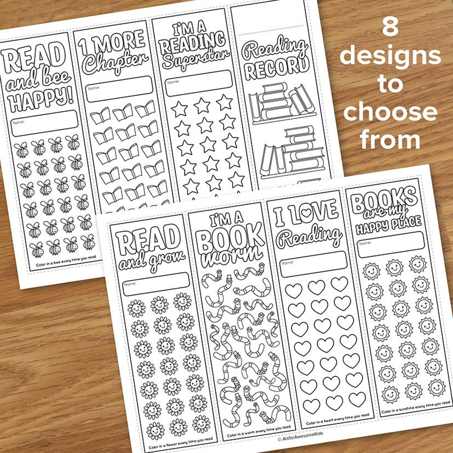 Reading Tracker Bookmarks, Children's Book Challenge Worksheet, Kids ...